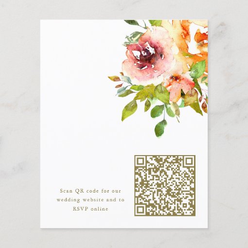 Budget Rustic Floral Wedding QR Code Invitation | Zazzle