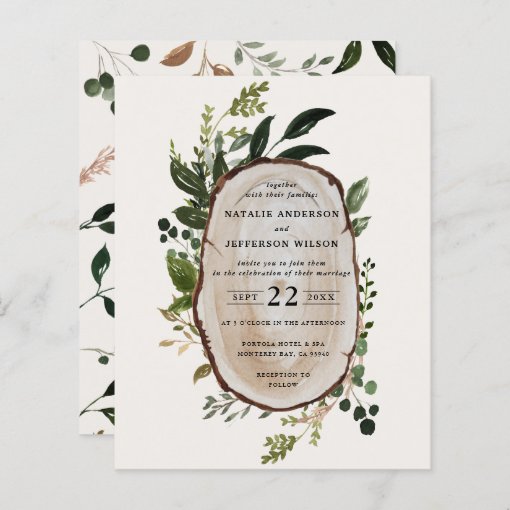 budget Rustic Foliage Farmhouse Wedding invitation | Zazzle