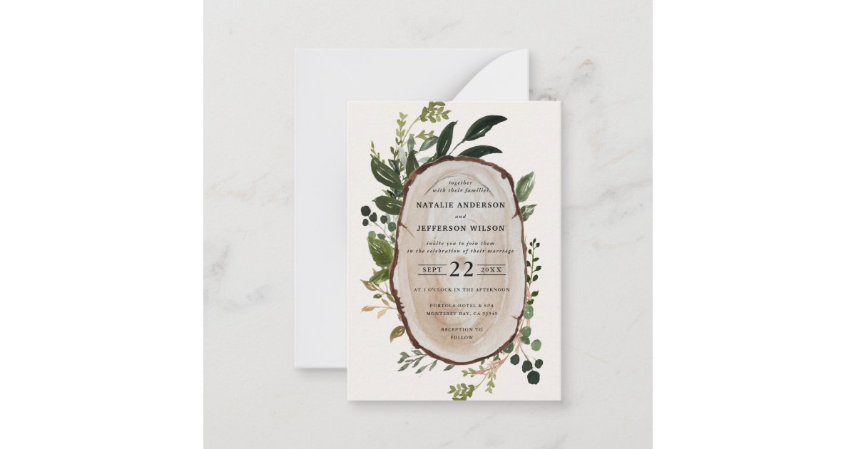 budget Rustic Foliage Farmhouse Wedding invitation | Zazzle