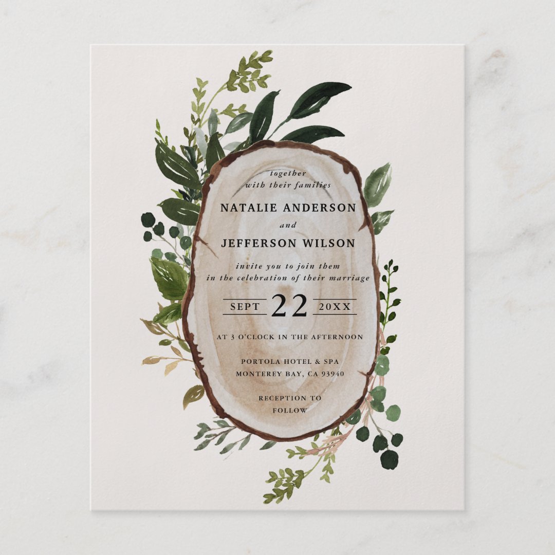 budget Rustic Foliage Farmhouse Wedding invitation Flyer | Zazzle