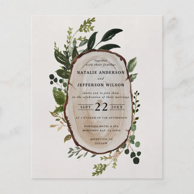 budget Rustic Foliage Farmhouse Wedding invitation Flyer | Zazzle