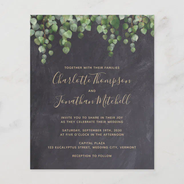 Budget Rustic Greenery Foliage Wedding Invitation | Zazzle