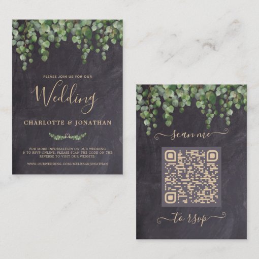 Budget Rustic Greenery QR Code Wedding Invitation | Zazzle