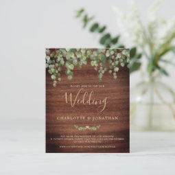 Budget Rustic Greenery QR Code Wedding Invitation | Zazzle