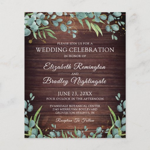 Budget Rustic Greenery Wedding Invitation | Zazzle