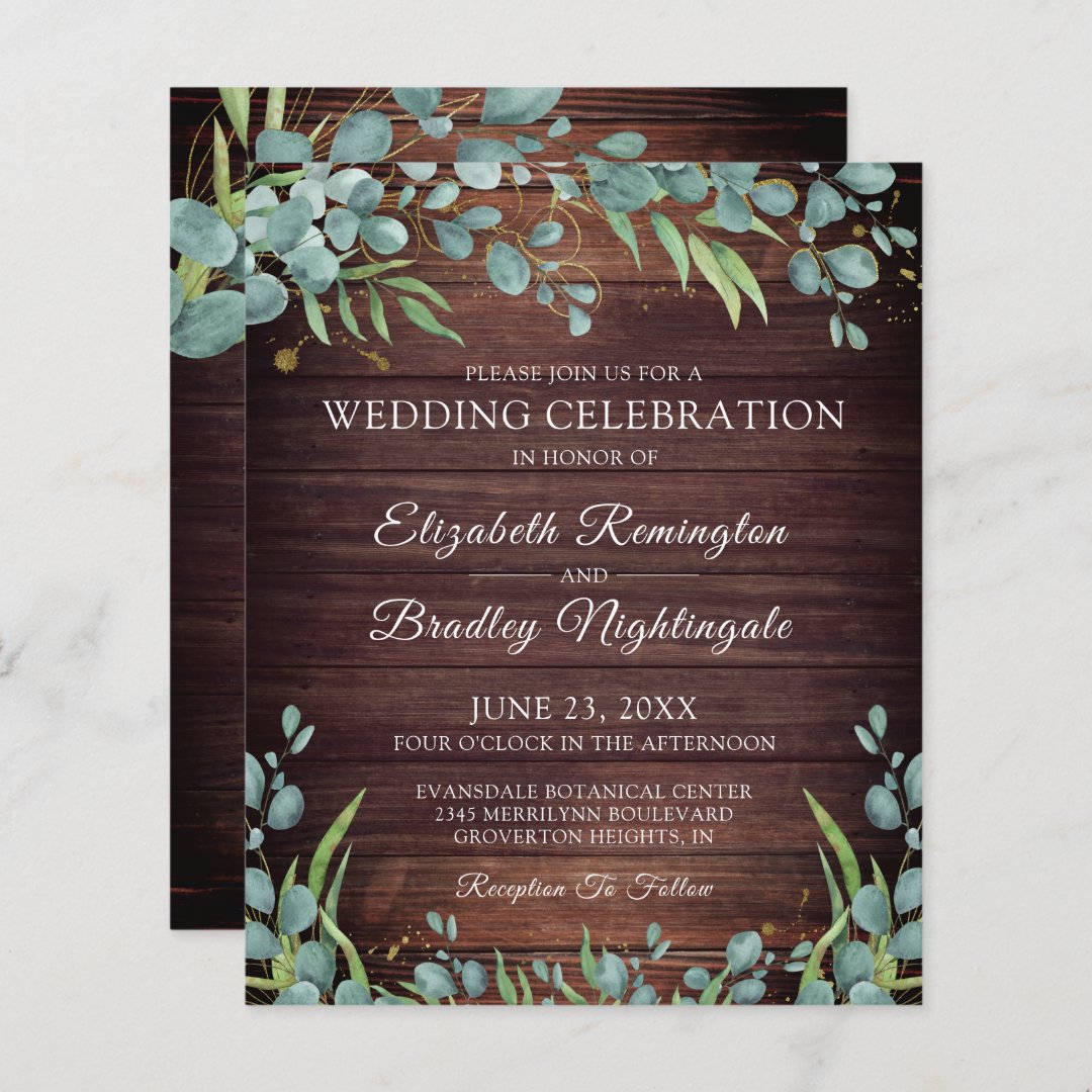 Budget Rustic Greenery Wedding Invitation | Zazzle