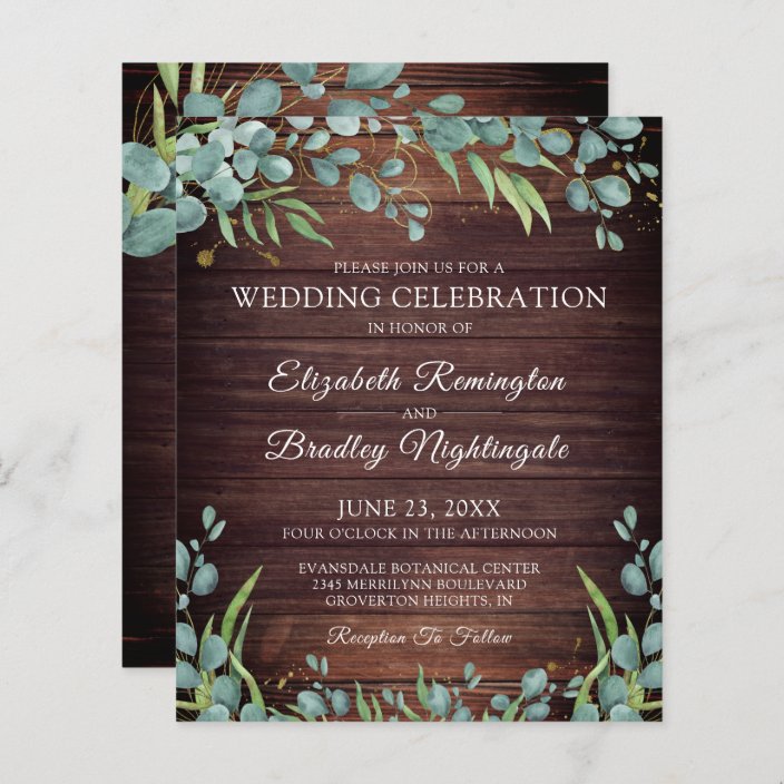 Budget Rustic Greenery Wedding Invitation | Zazzle.com