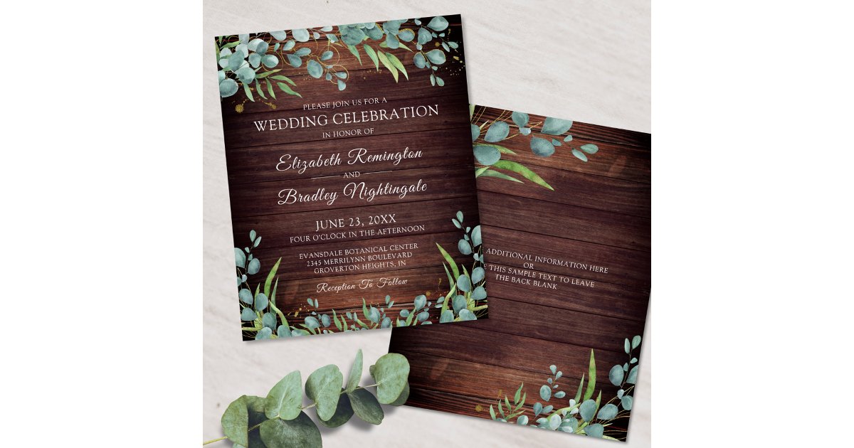 Budget Rustic Greenery Wedding Invitation | Zazzle