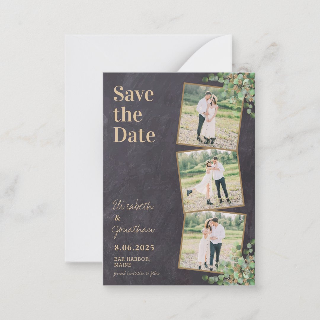 Budget Rustic Greenery Wedding Save The Date Note Card | Zazzle
