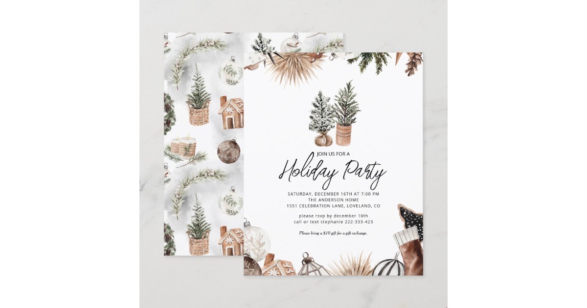 Budget Rustic Holiday Party Invitation | Zazzle