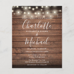 Budget Rustic Lights Photo Wedding Invitation | Zazzle