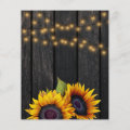 Budget rustic lights sunflower wedding invitation flyer | Zazzle