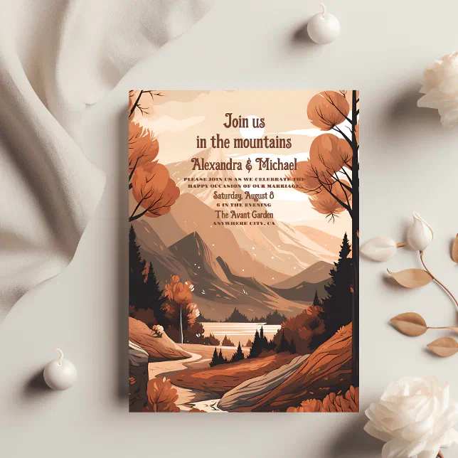 Budget Rustic Mountain Forest Evergreen Wedding Flyer | Zazzle