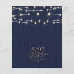 Budget Rustic Navy Blue String Lights Wedding | Zazzle