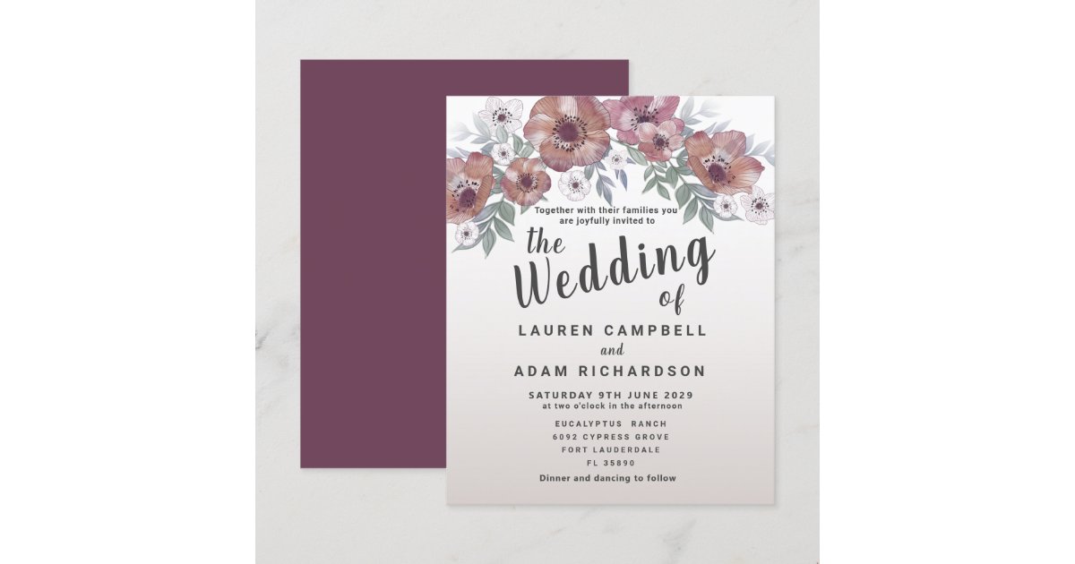 Budget Rustic Red Orange Wedding Invitation | Zazzle