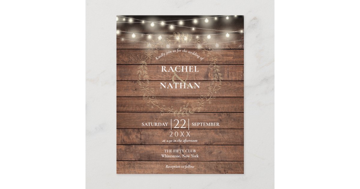 Budget Rustic String Lights Wedding Invitation | Zazzle