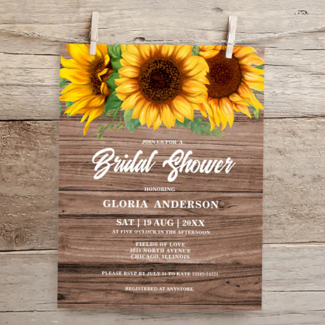 Budget Rustic Sunflower Bridal Shower Invitation | Zazzle