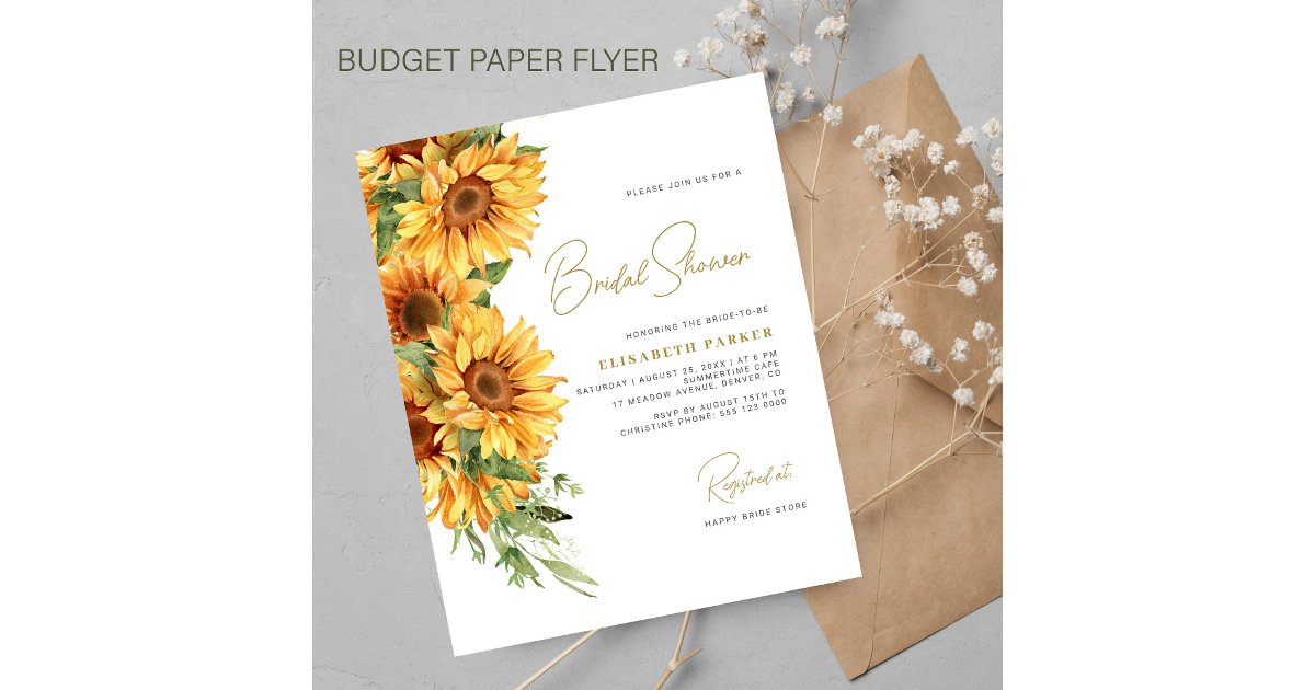 Budget rustic sunflower bridal shower invitation flyer | Zazzle