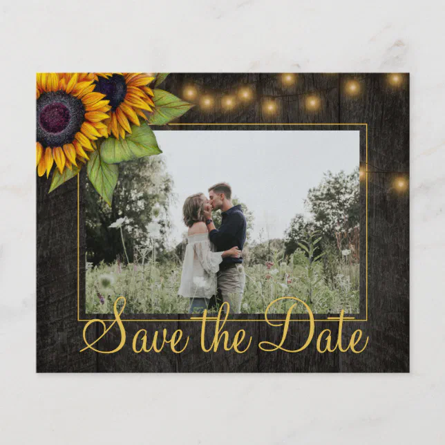 Budget rustic sunflower wedding save the date flyer | Zazzle