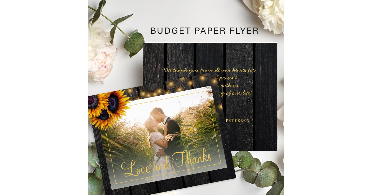 Budget rustic sunflower wedding thank you flyer | Zazzle