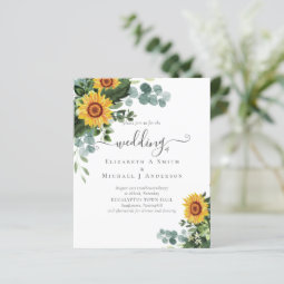 BUDGET Rustic Sunflowers Eucalyptus Leaves Wedding | Zazzle