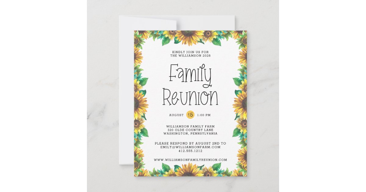 Budget Rustic Sunflowers Family Reunion Invitation | Zazzle