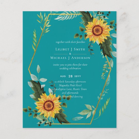BUDGET Rustic Sunflowers Greenery Leaves Wedding Flyer | Zazzle.com