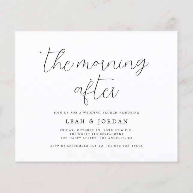 Budget Rustic The Morning After Wedding Invitation | Zazzle