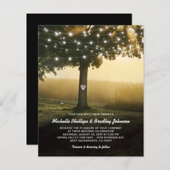 Budget Rustic Tree Lights Wedding Invitation | Zazzle