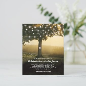 Budget Rustic Tree Lights Wedding Invitation | Zazzle