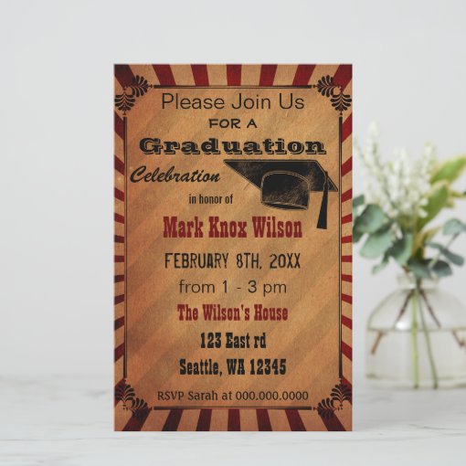 Budget Rustic Vintage Graduation Party Invitations | Zazzle