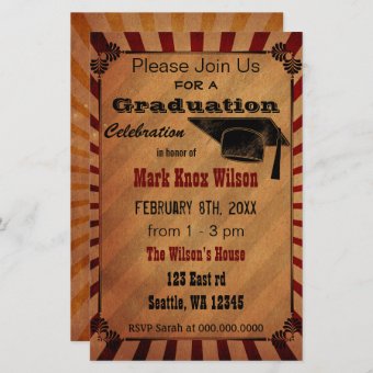 Budget Rustic Vintage Graduation Party Invitations | Zazzle