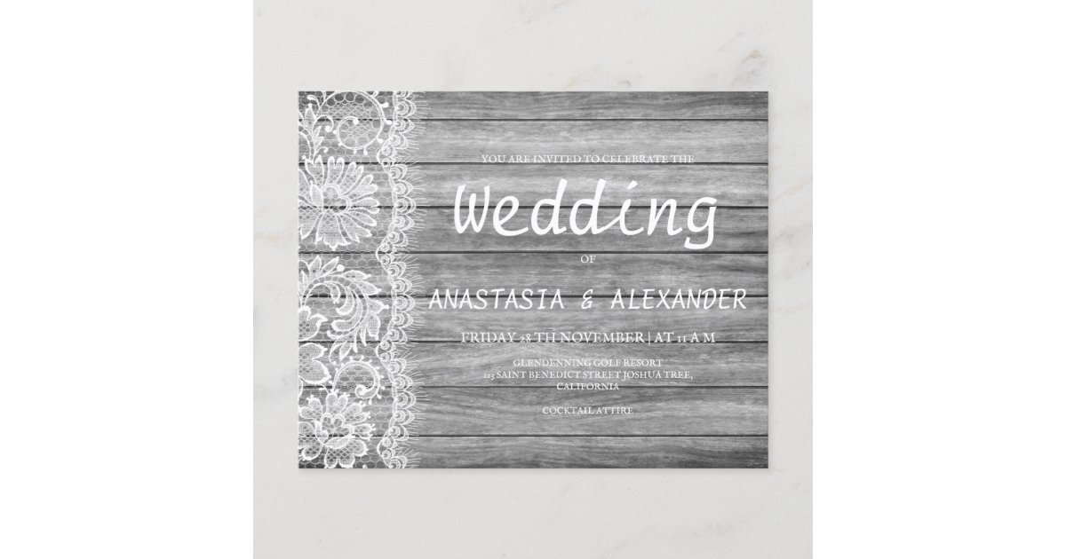 Budget rustic wedding invitation. flyer | Zazzle