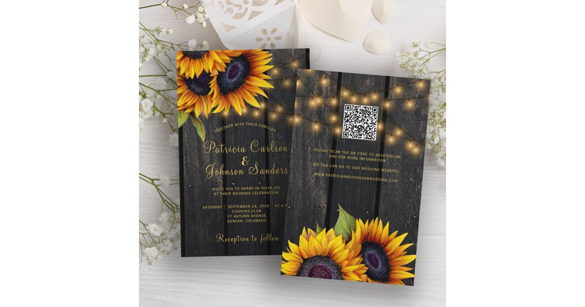 Budget rustic wedding QR CODE invitation | Zazzle