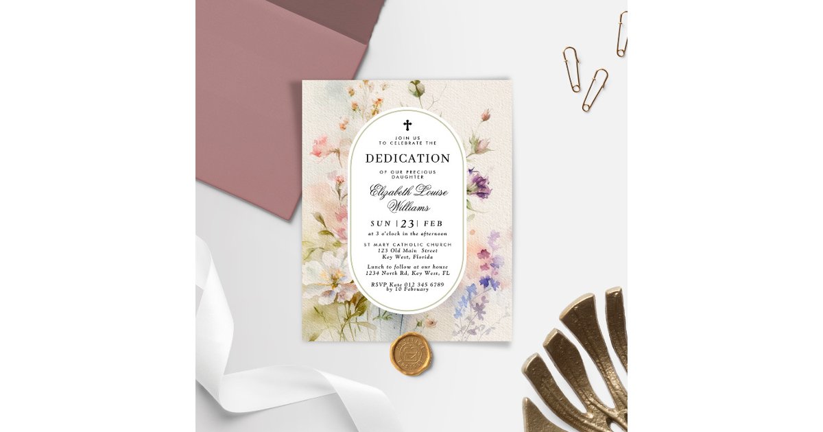 Budget Rustic Wildflowers Dedication Invitation | Zazzle
