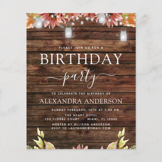 Budget Rustic Wood Autumn Sunflowers Birthday | Zazzle