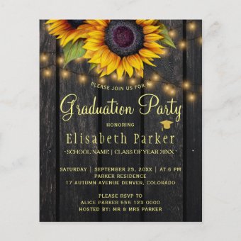 Budget rustic wood graduation party invitation | Zazzle