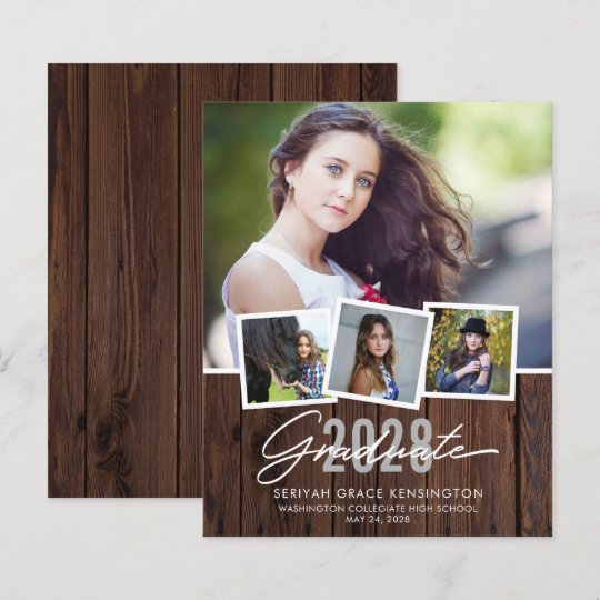 BUDGET Rustic Wood Graduation Photo Collage | Zazzle.com