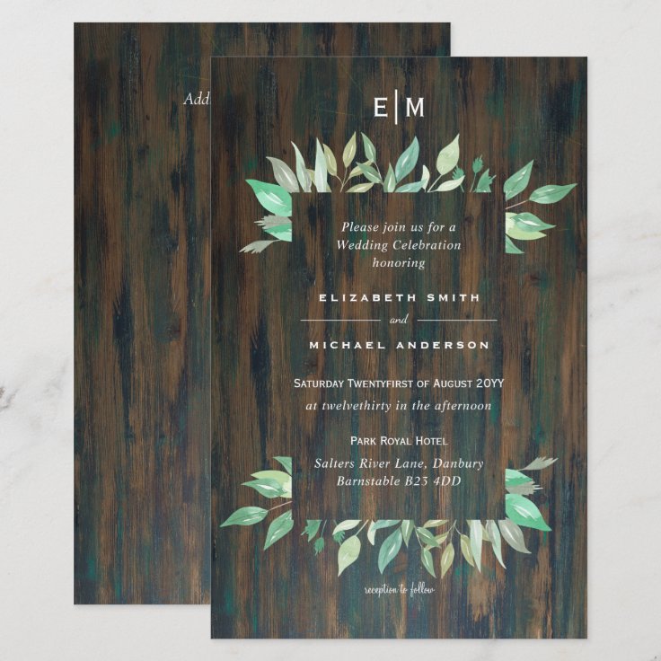 BUDGET Rustic Wood Greenery Wedding Invitations A9 | Zazzle