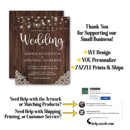 Budget Rustic Wood Lace String Lights Wedding | Zazzle