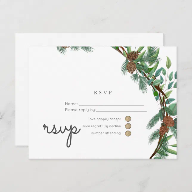 Budget Rustic Woodland RSVP Wedding Invitation Postcard | Zazzle