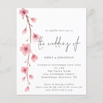 Budget Sakura QR Code Wedding Invitation | Zazzle