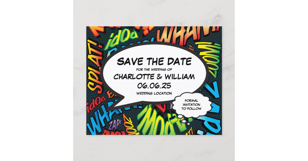Budget Save the Date Fun Retro Comic Book Pop Art | Zazzle