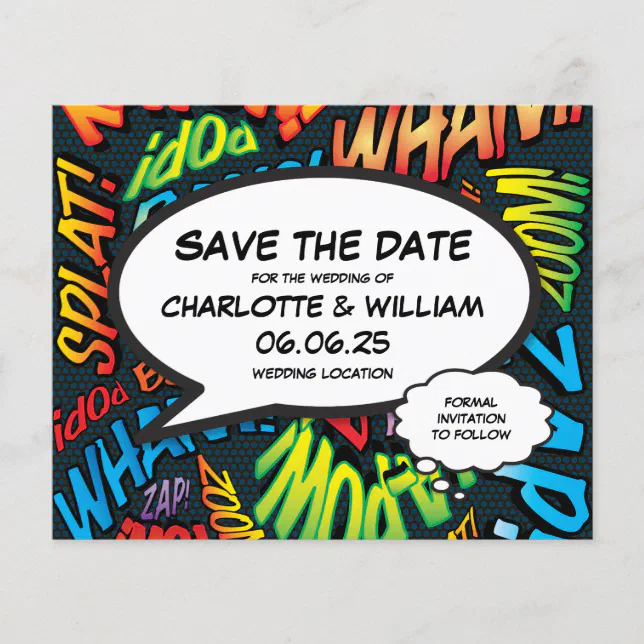 Budget Save the Date Fun Retro Comic Book Pop Art | Zazzle