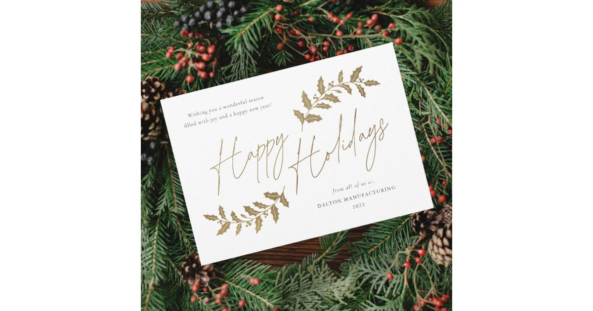 Budget Script Happy Holidays Business Holiday Card | Zazzle