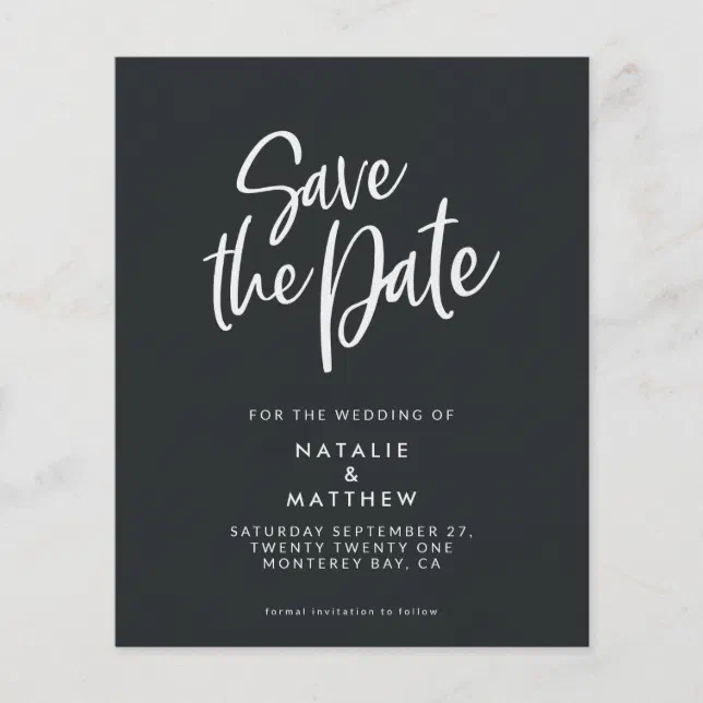 budget script save the date wedding announcement flyer | Zazzle