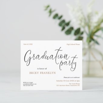 Budget Script Text Graduation Party Invitation | Zazzle