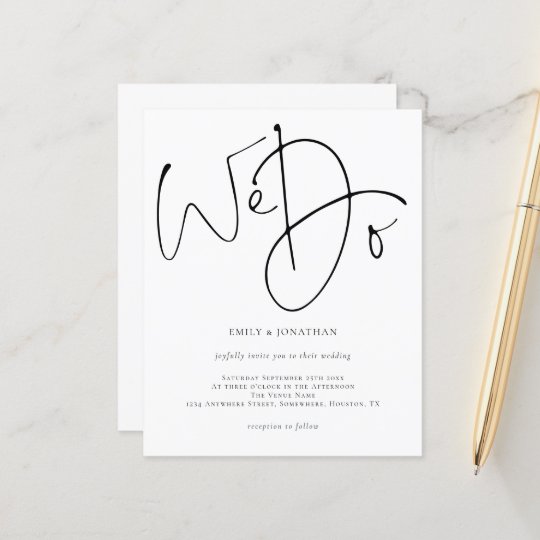 Budget Script We Do Simple Wedding Invitation | Zazzle.com