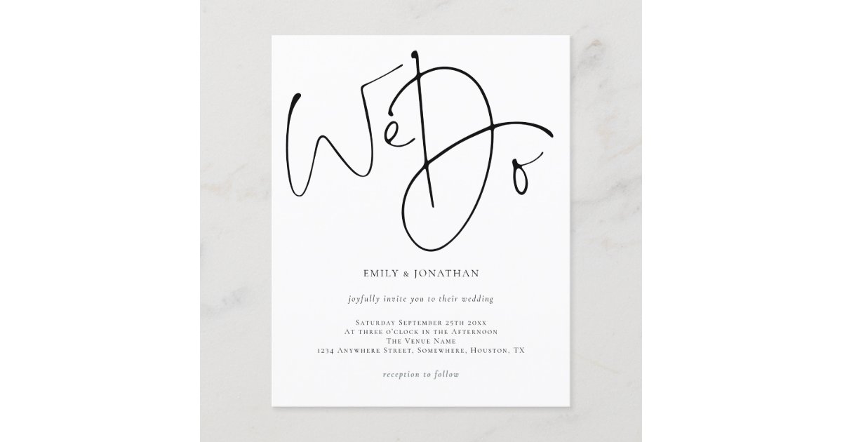 Budget Script We Do Simple Wedding Invitation | Zazzle
