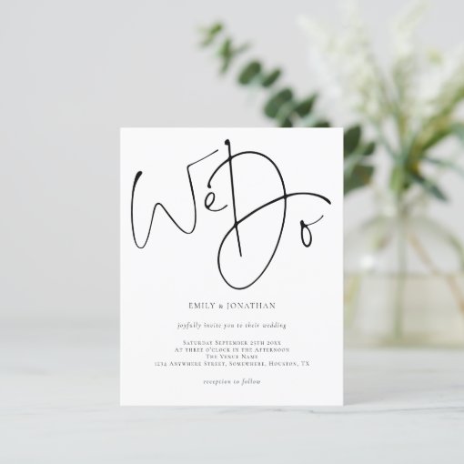 Budget Script We Do Simple Wedding Invitation | Zazzle